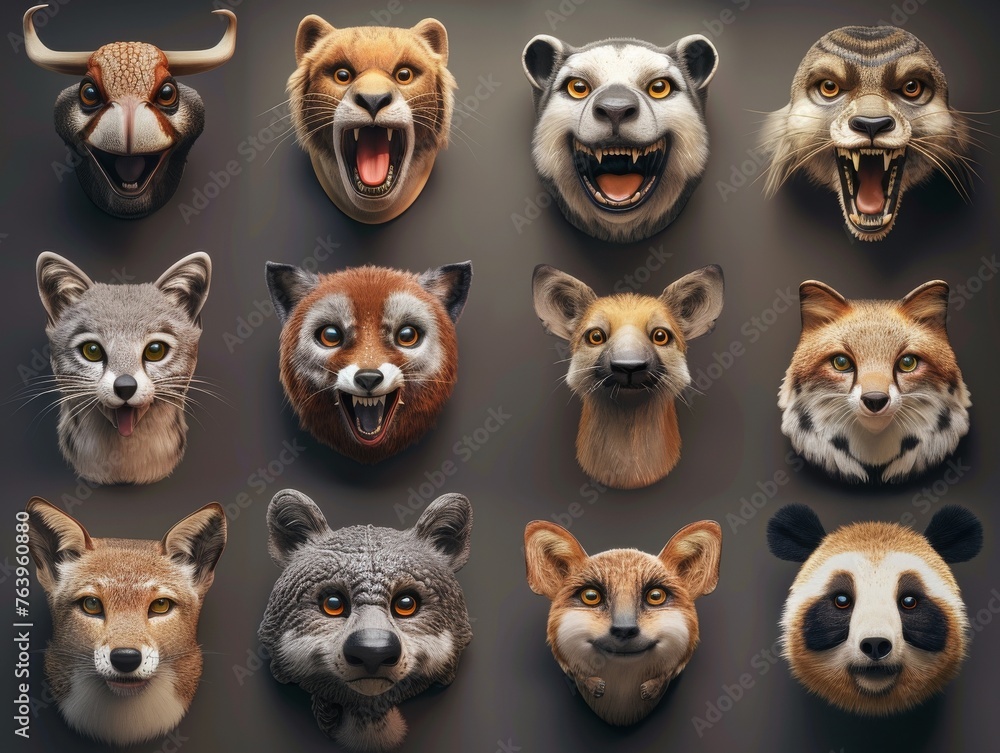 Animal Expressions Render a variety of animals with expressive faces ...