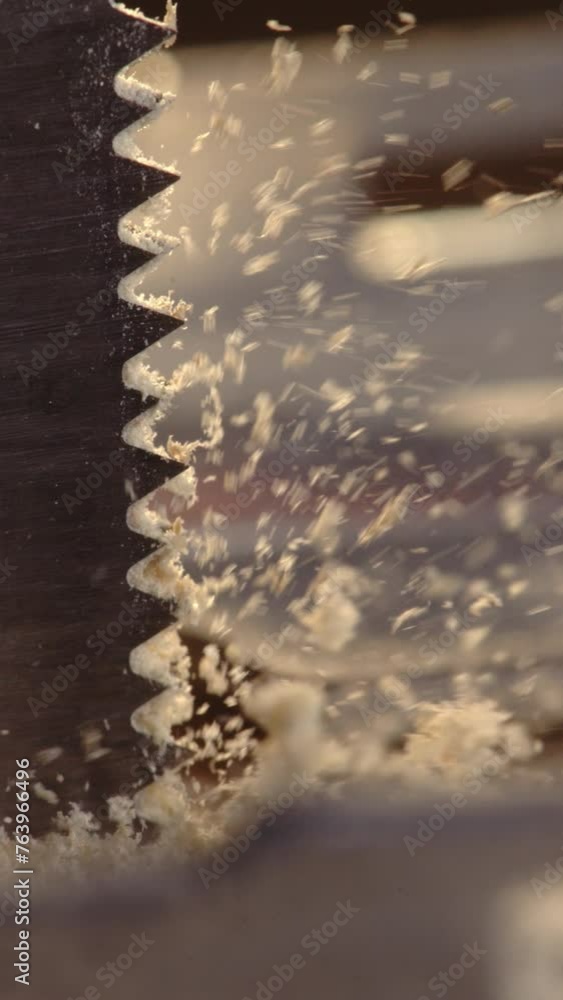 Witness the meticulous artistry of woodworking as a jigsaw meticulously ...