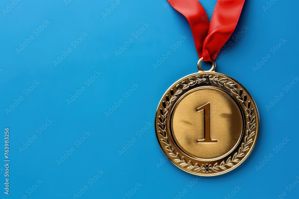 Gold medal with number 1, competition, success and achievement concept ...