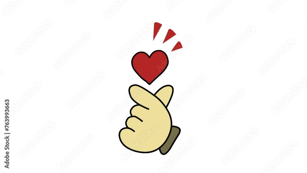 Animated finger heart icon. Line animation of love symbol. Hand ...
