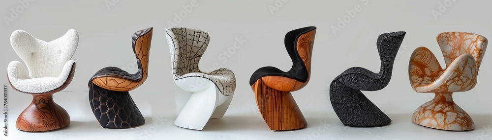 Imagine a collection of chairs that tell a story through their side ...