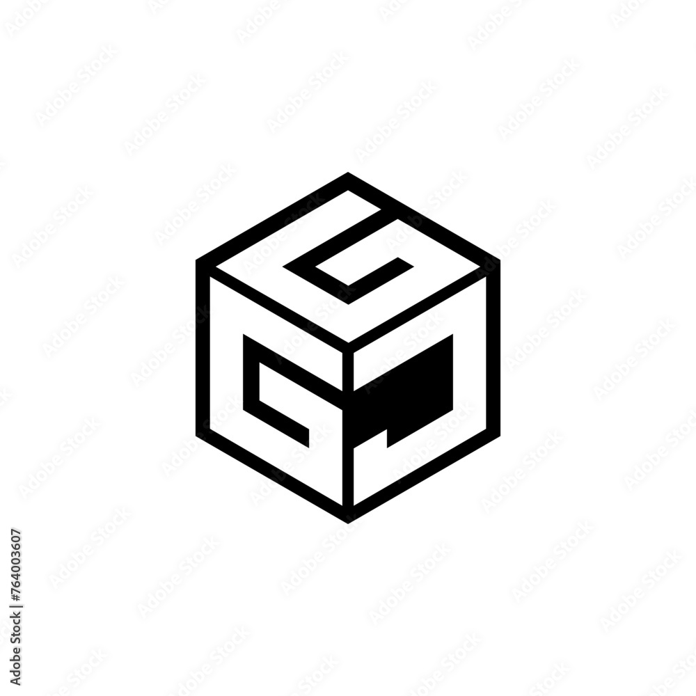 GJG letter logo design with white background in illustrator, cube logo ...