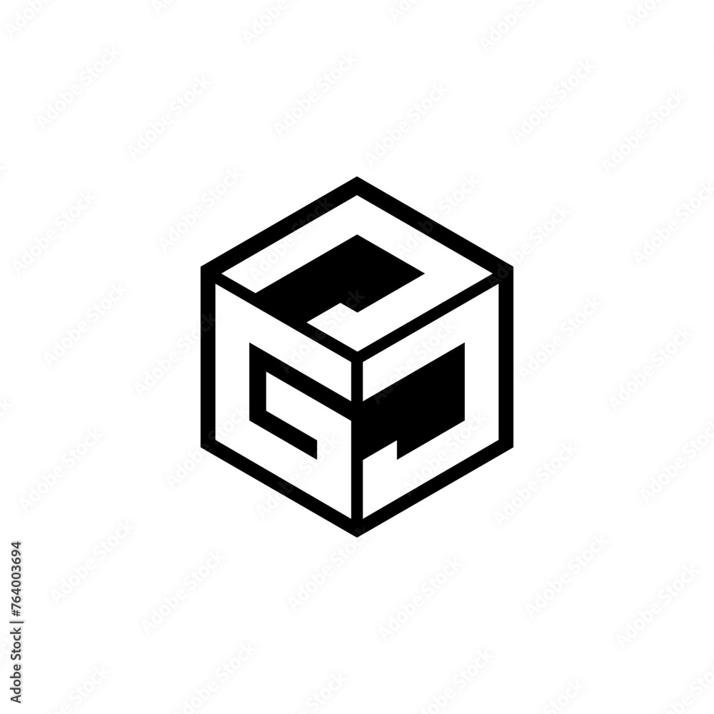 GJJ letter logo design with white background in illustrator, cube logo ...