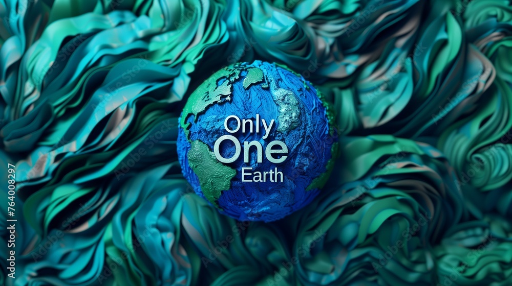 The planet Earth, featuring a stylized design with the prominent, bold ...