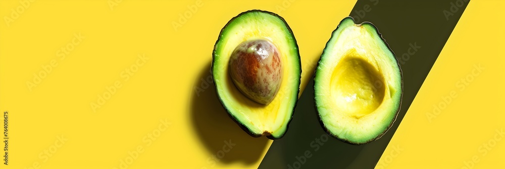Fresh halved avocado on dual background - A vibrant image featuring a ...