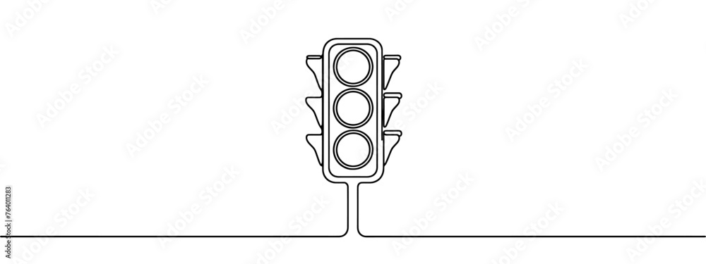 Continuous one line drawing of traffic lights with poles to regulate ...