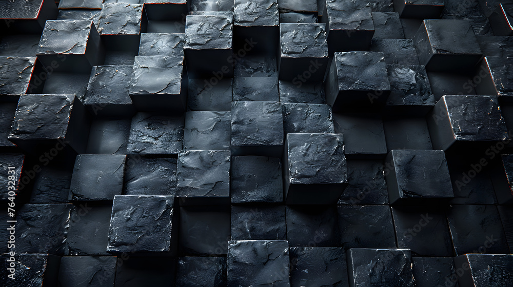 This detailed 3D rendered depiction showcases a stack of stone cubes ... This detailed 3D rendered depiction showcases a stack of stone cubes ...