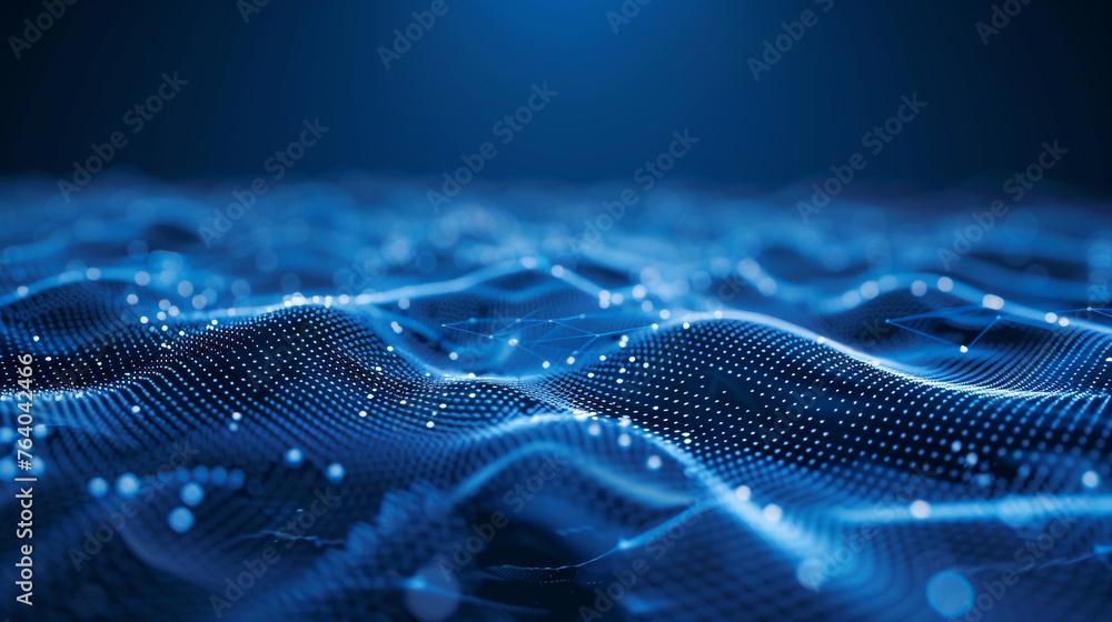 An abstract dot and line grid illustrating technology connected to each ...