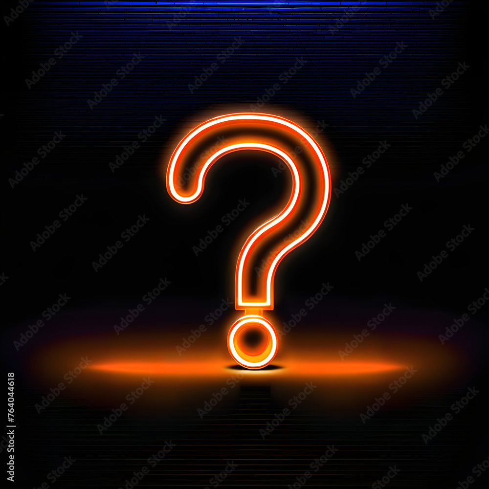 Bright Orange Neon Question Mark Icon: Catchy Symbol for Queries ...