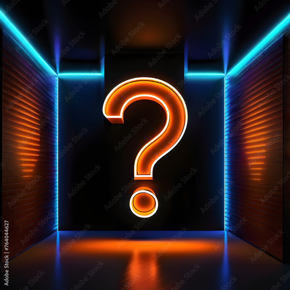 Bright Orange Neon Question Mark Icon: Catchy Symbol for Queries ...