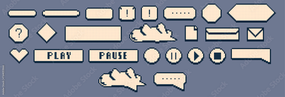 Pixel Art Speech Boxes, Dialogue Boxes Assets for retro Games, speech ...