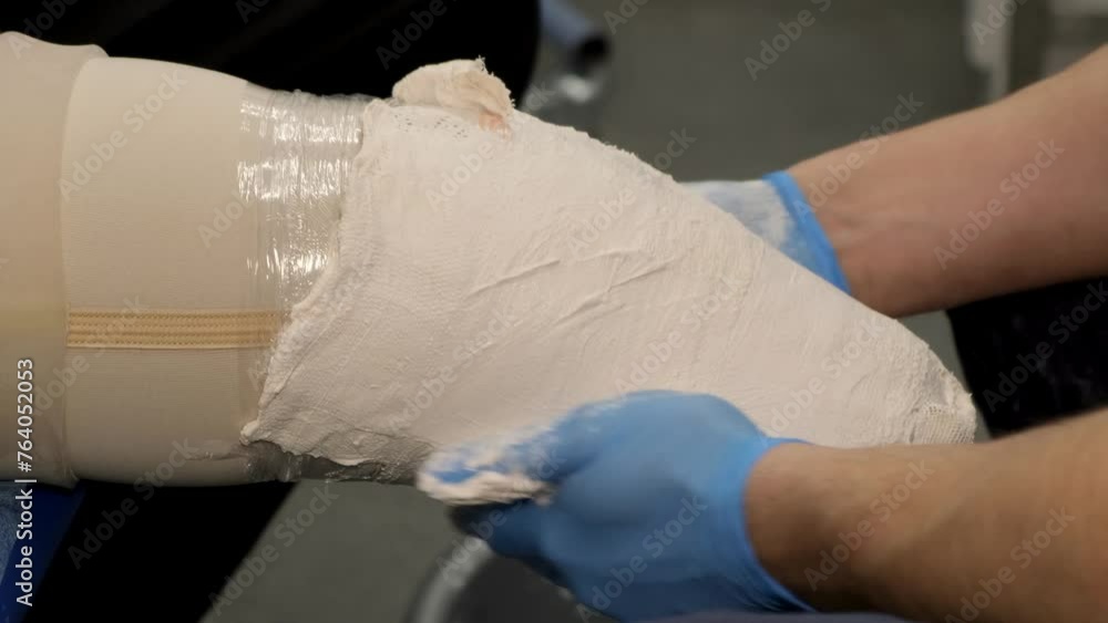 Prosthetic leg, Workplace tools and cast development. In a professional ...