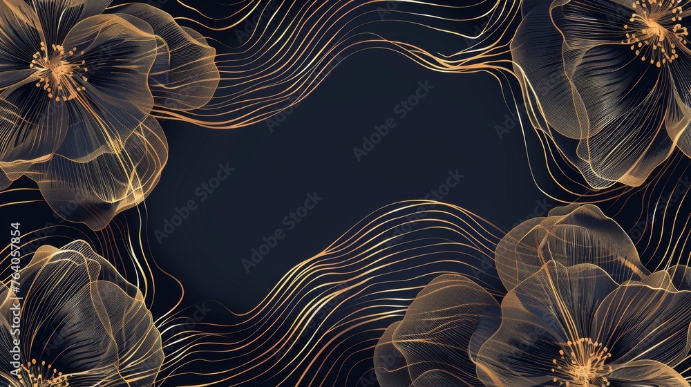 Artwork background with hand-drawn line texture. Floral pattern banner design. Natural ...