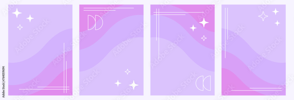 Y2K curvy backgrounds, text boxes, cards with stars and blinks and ...