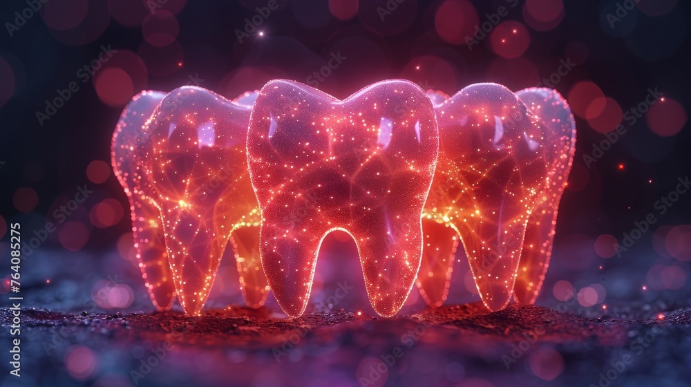 CAD template for a low-poly banner depicting healthy teeth. Mockup for ...