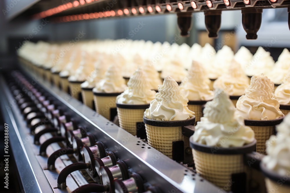 Food production process in a plant. Manufacturing ice cream Stock Photo ...