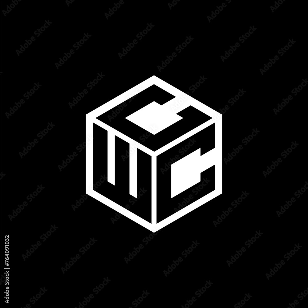 WCC letter logo design with black background in illustrator, cube logo ...