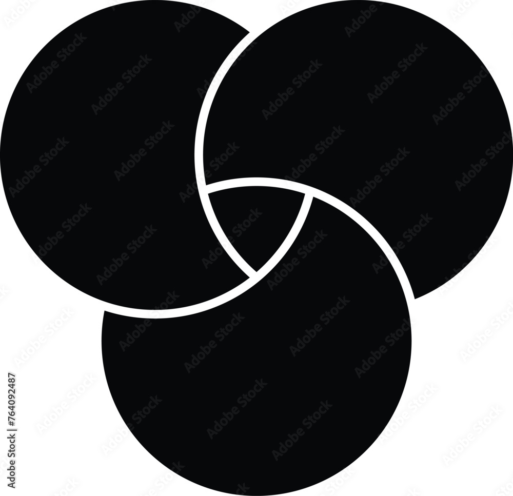 Discrete maths icon. Overlapping circles. Intersection. Venn diagram ...