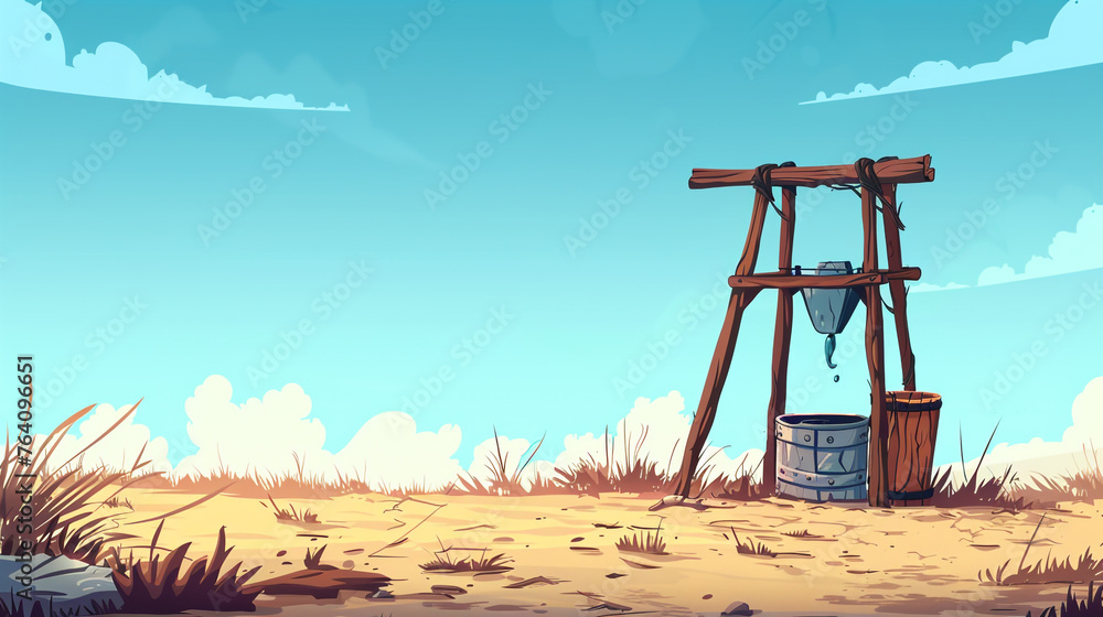 2d cartoon background empty ground just add Water well Stock Photo ...