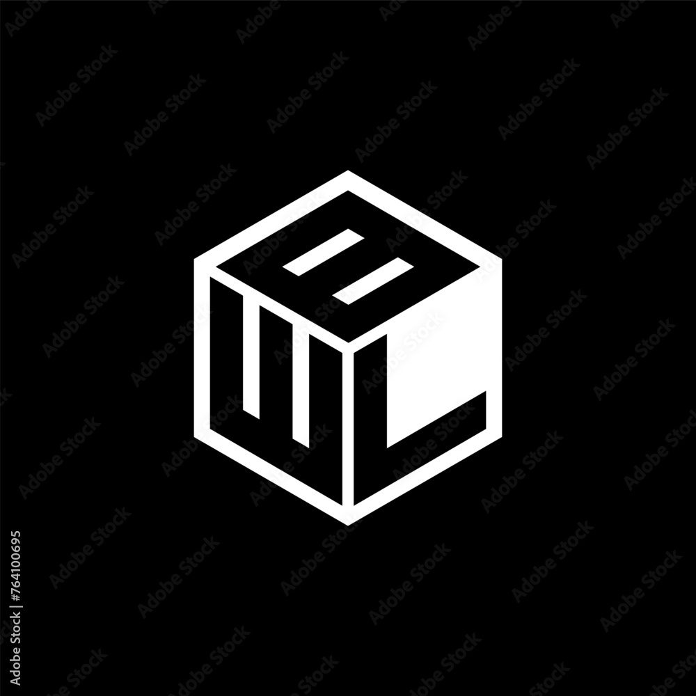 WLB letter logo design with black background in illustrator, cube logo ...