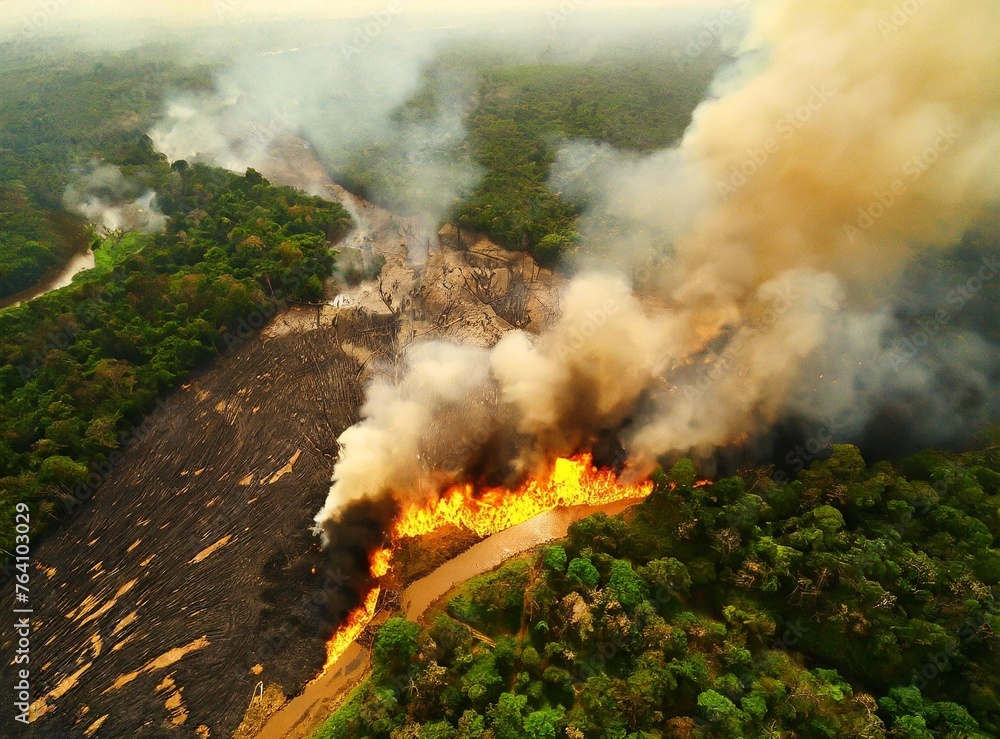 Amazon rainforest fire forest destruction deforestation ecological ...