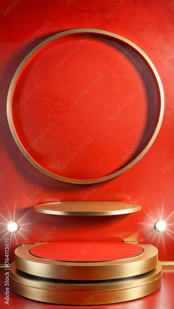 Red and Gold Display Background, Luxury gold podium product stage ...