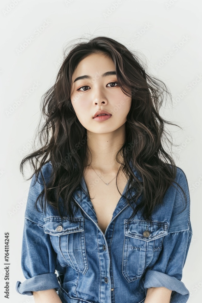 Portrait of a pretty young woman super model of Korean ethnicity ...