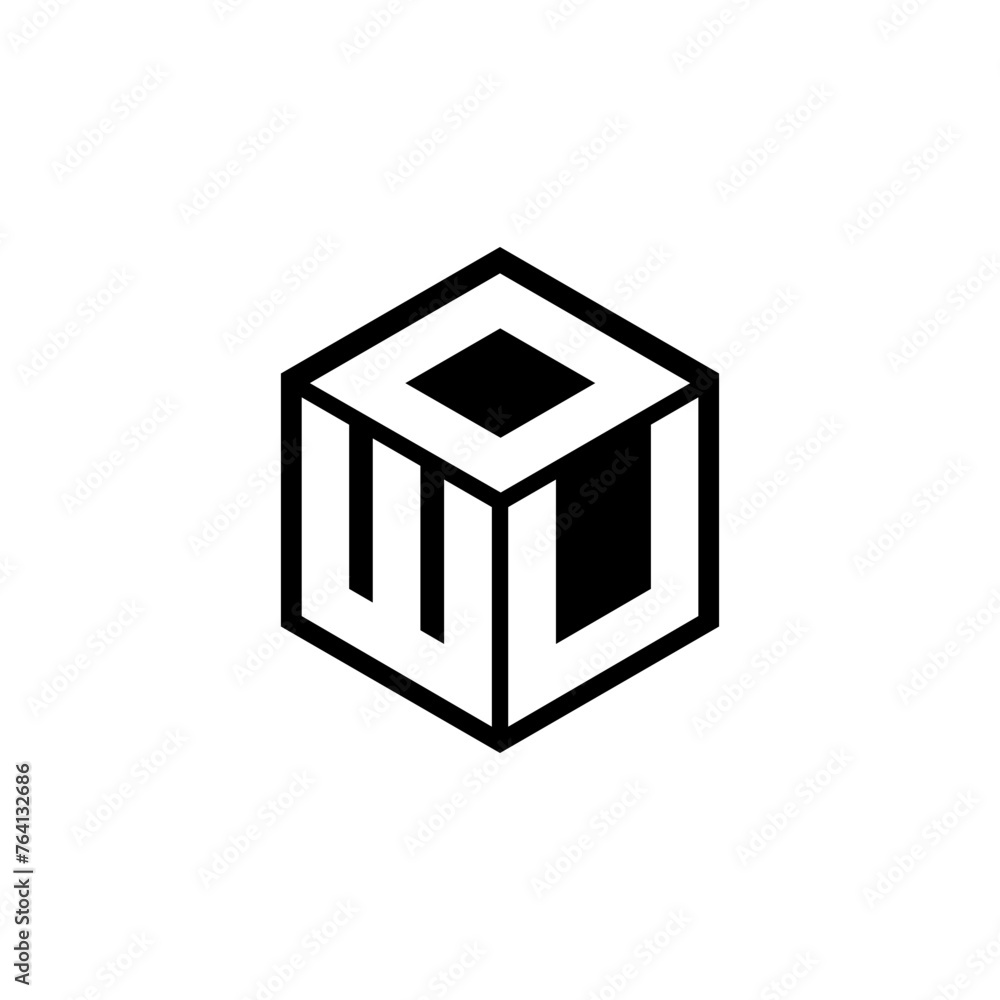 WUD letter logo design with white background in illustrator, cube logo ...