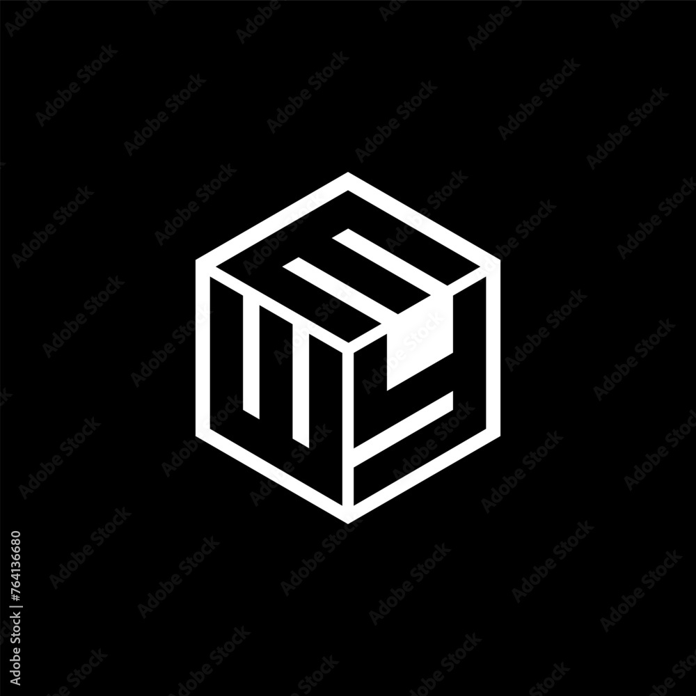 WYM letter logo design with black background in illustrator, cube logo ...