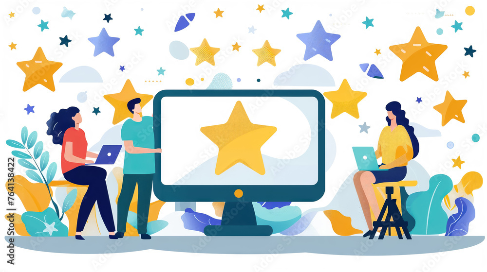 Analytical focus on a laptop with data charts for performance review ...