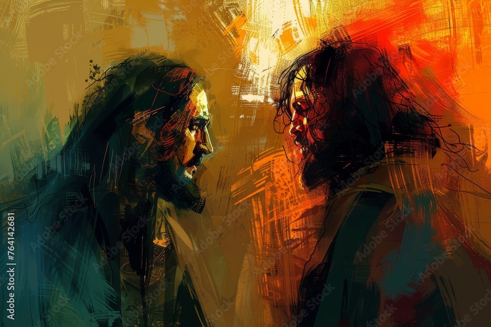 Poignant digital painting illustrating Jesus Christ's moment of ...