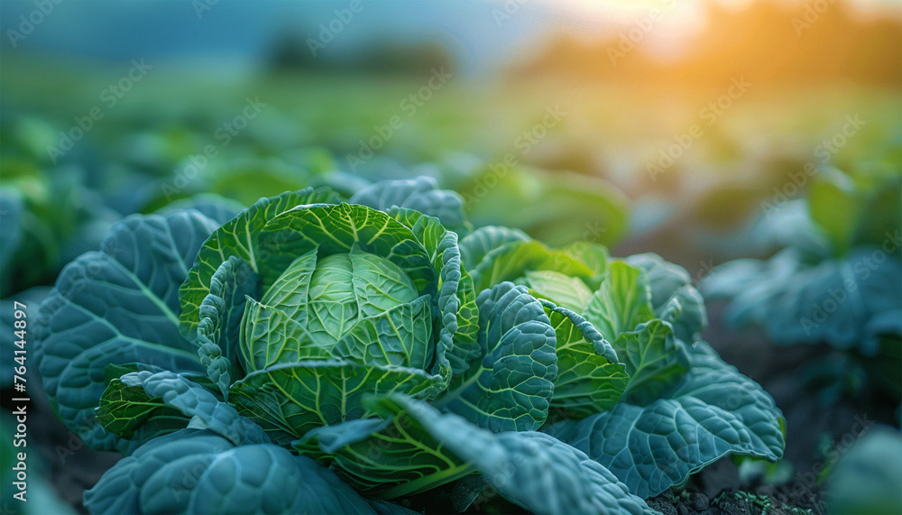 Fresh kale field. Curly kale fresh green leaves on field. Bunches of ...