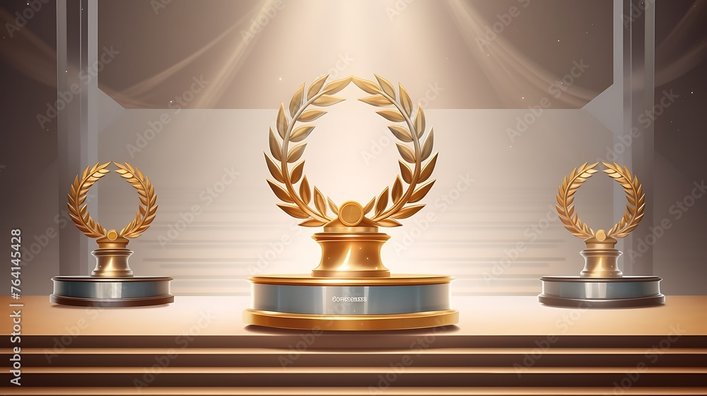 Winner award podium prize silver gold trophy win champion pedestal ...