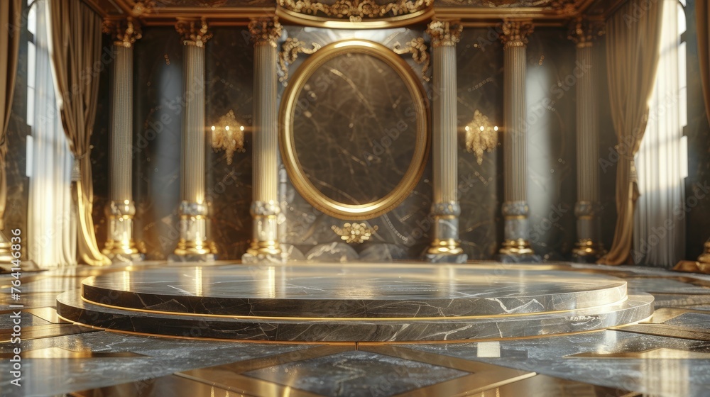 An opulent display setting featuring an Elegant Velvet Podium against a ...