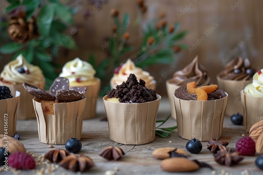 Zero waste concept cupcakes with edible wrappers and decorations ...