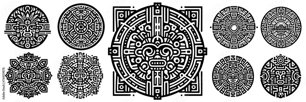 ancient patterns of mayan inca and aztec civilizations black vector ...