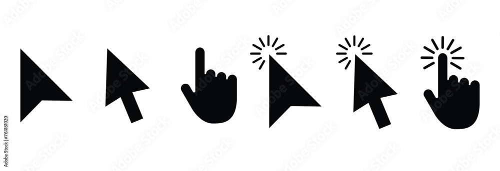 Mouse Cursor Click And Loading Icon For Computer Mobile App Or Ui Design Mouse Pointer Black