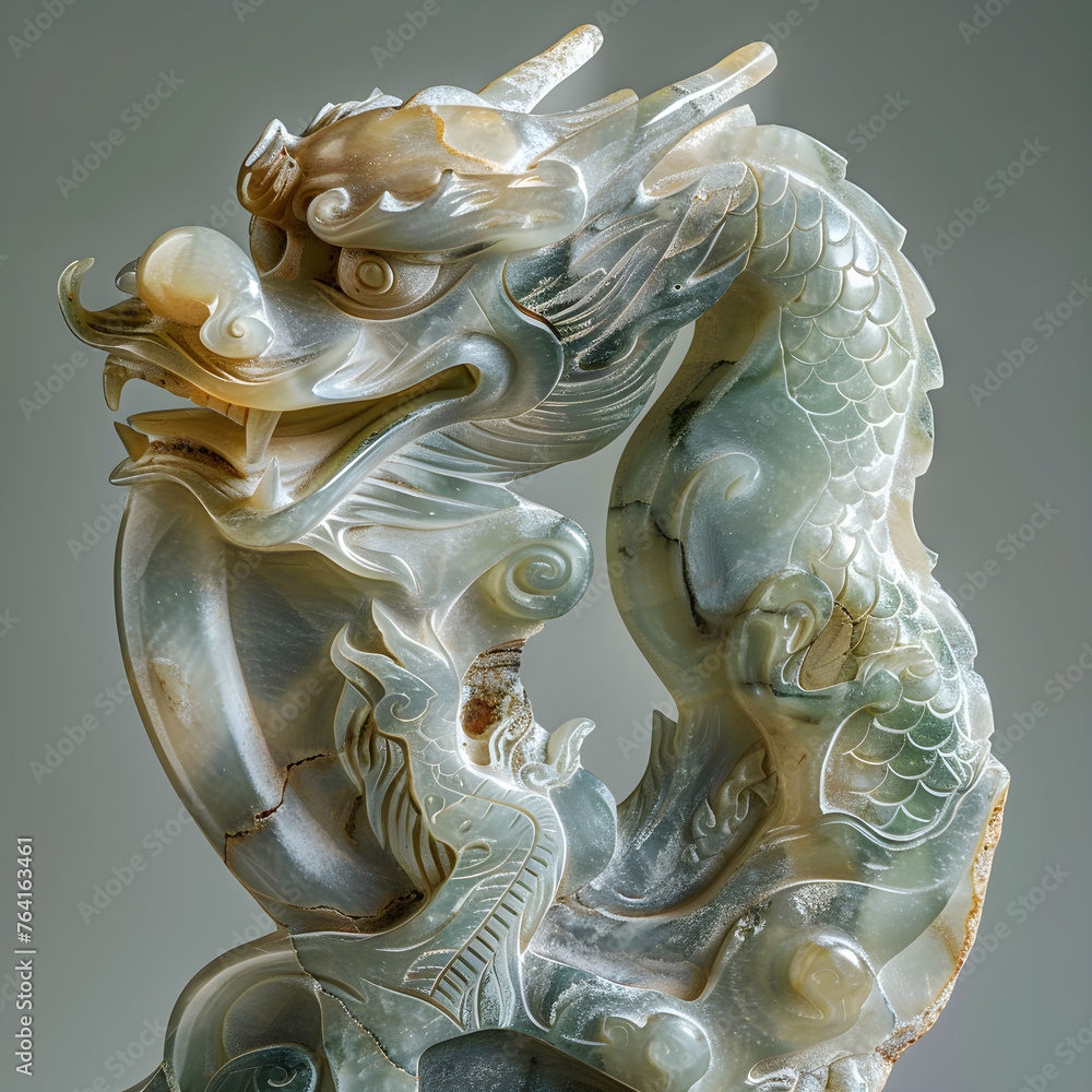 Exquisite Jade Dragon Carving - An Artistic Interpretation of Chinese ...
