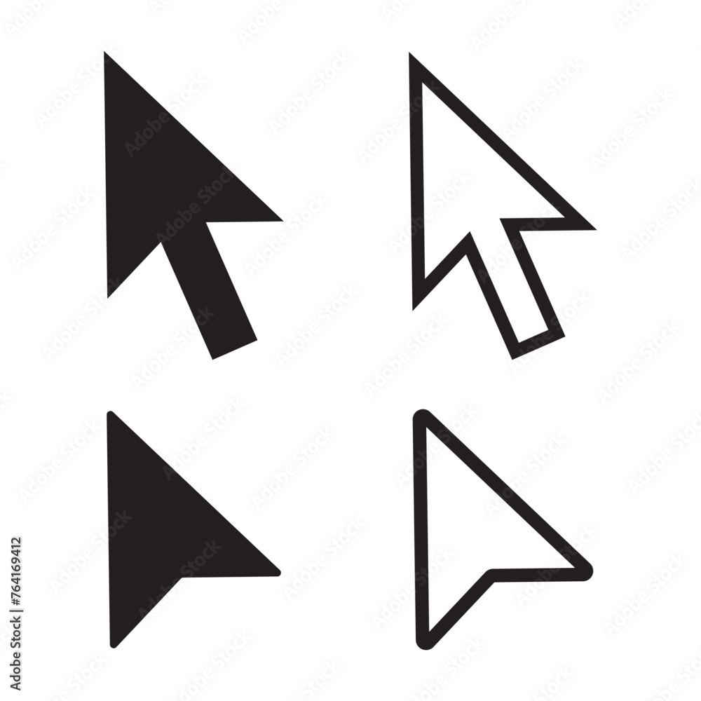 Computer mouse click pointer cursor arrow flat icon for apps and ...