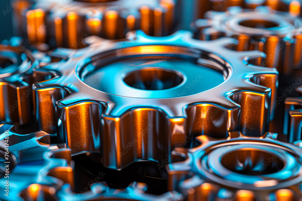 Interlocked metallic gears showing precision and engineering in ...