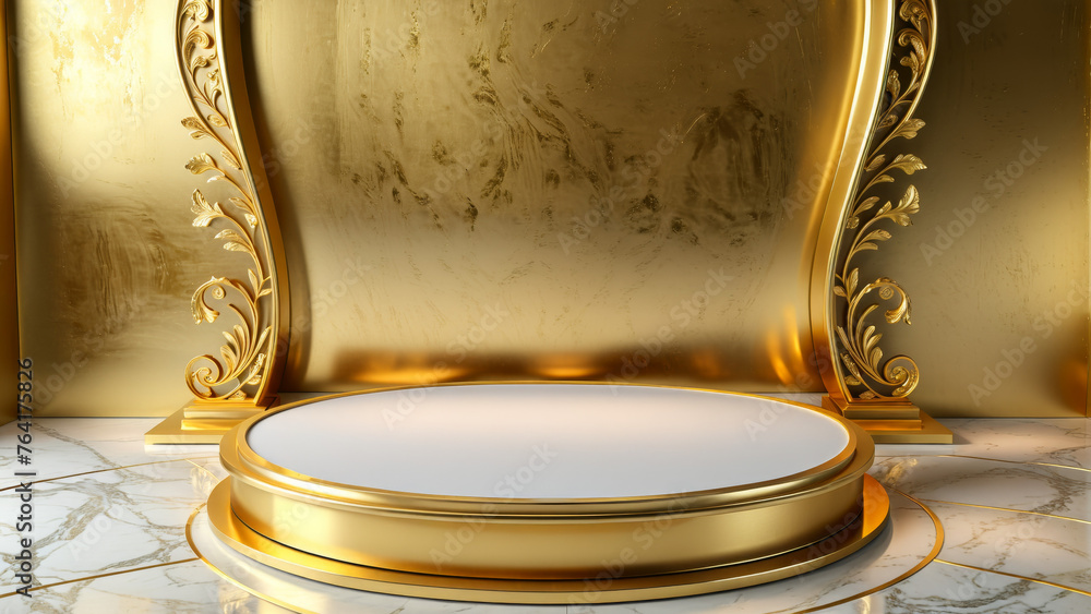 Luxury Gold Display Background, Golden podium luxury 3D product ...