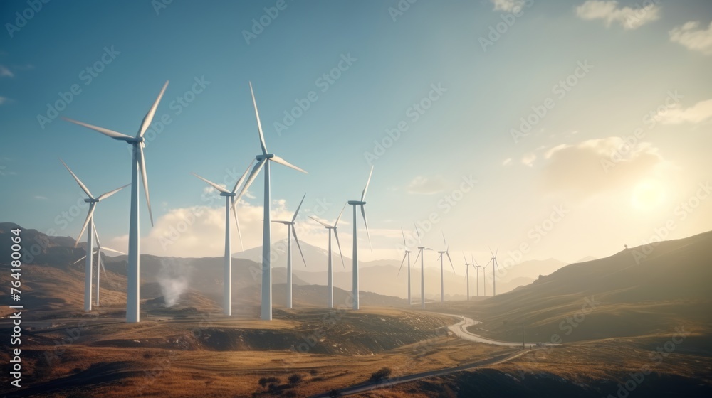 Generative AI High-altitude shots revealing the rotation of wind ...