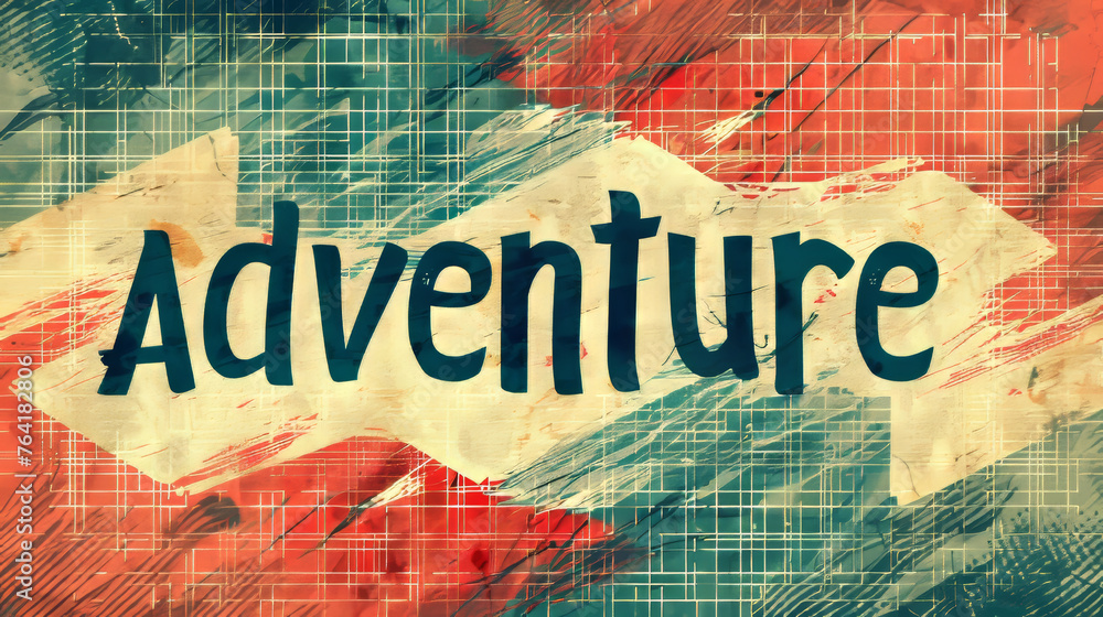 The image features the word "Adventure" on a single colored background ...