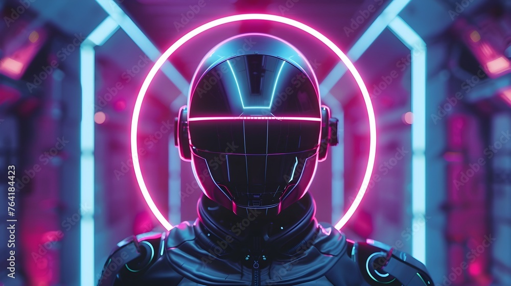Daft Punk Standing in a Futuristic Neon Room: A Cinematic Portrayal of ...