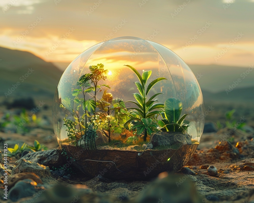 Engineered Terrarium, Bio-Dome, high-tech devices, human life on alien ...