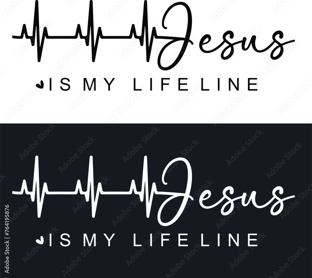 Jesus Is My Life Line SVG, Christian Heartbeat Svg, Jesus Svg, Faith ...