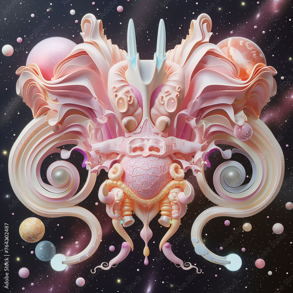 abstract image of the organs of the female reproductive system with a ...