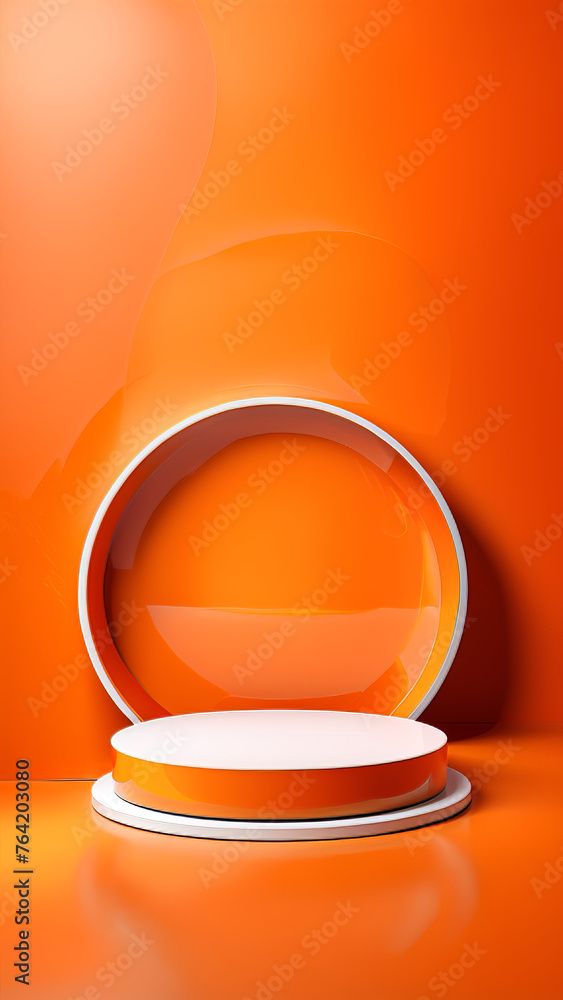 Orange Display Background, Product Display Podium platform, studio ...