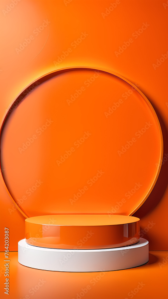 Orange Display Background, Product Display Podium platform, studio ...