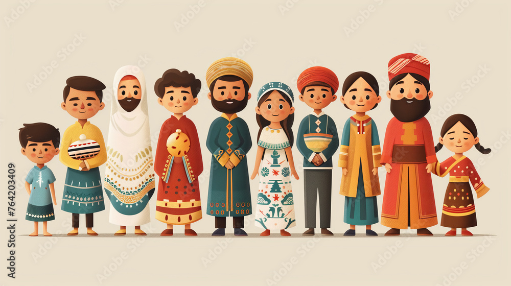 depicting people of different backgrounds sharing traditions, languages ...